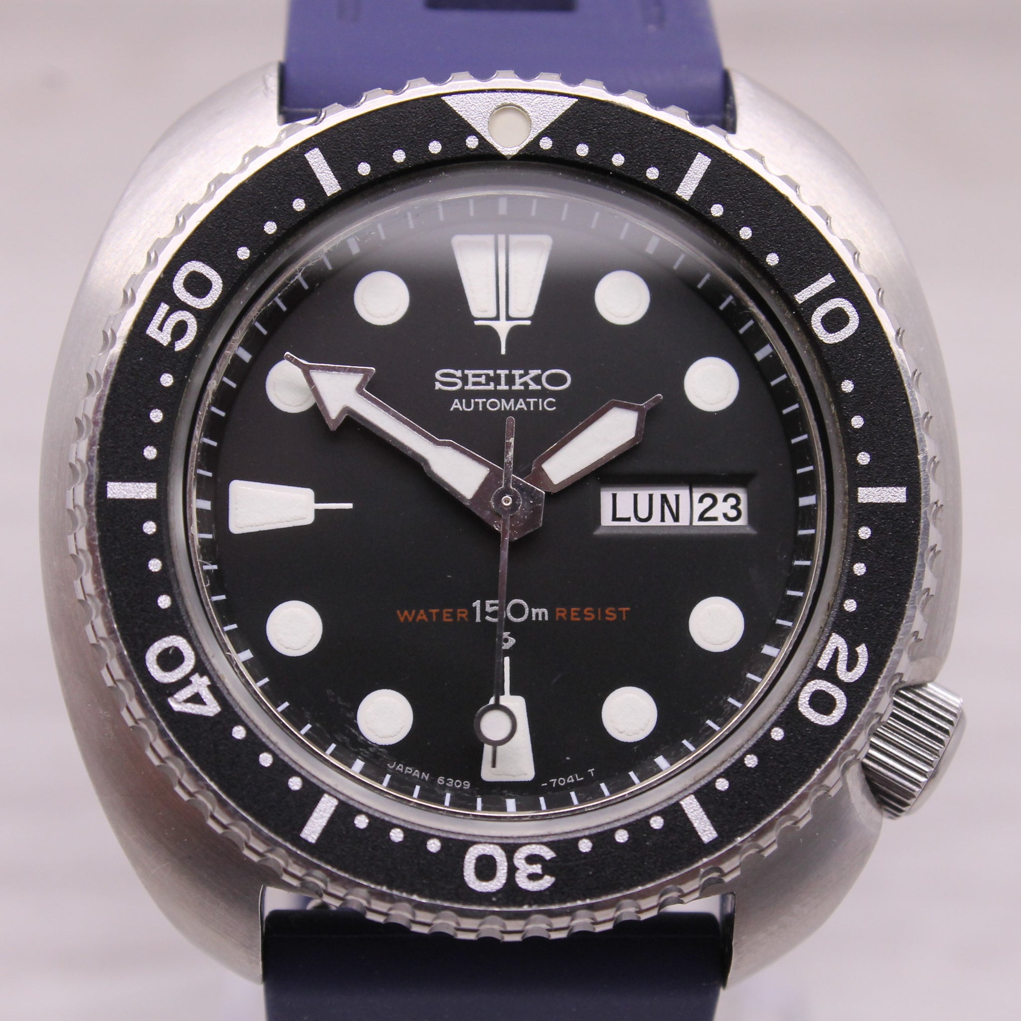 Vintage 1980 Seiko 6309-7049 Mens Steel Automatic Divers Watch Turtle