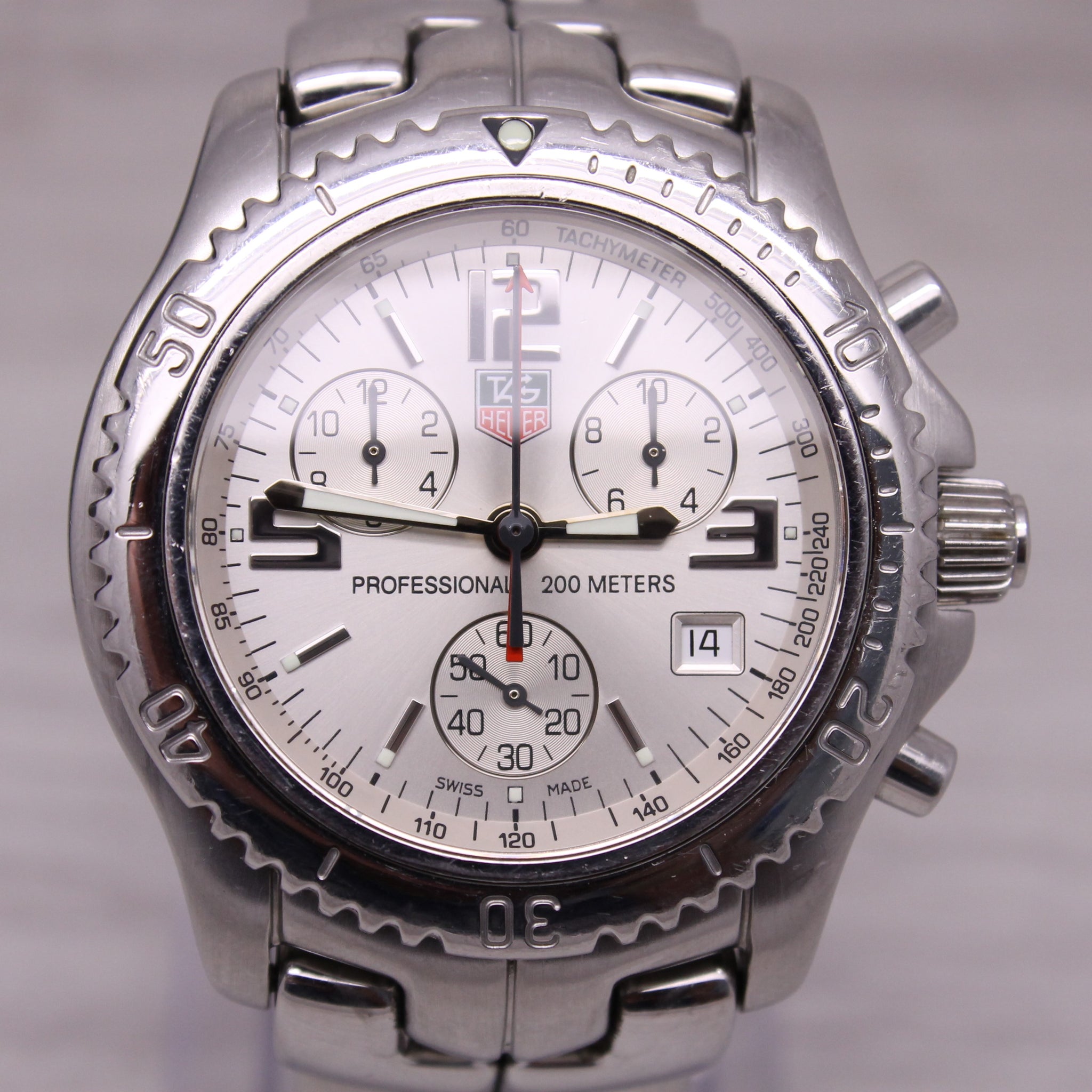 Tag Heuer CT1112 Mens 41mm Stainless Steel Quartz Chronograph Watch w