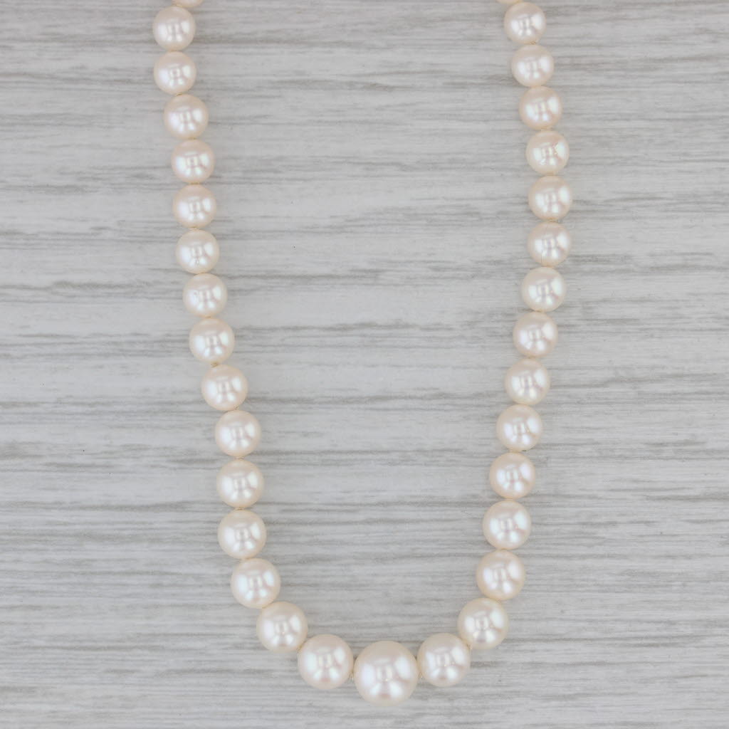 Vintage Mikimoto Graduated Cultured Pearl Single Strand Necklace Silve