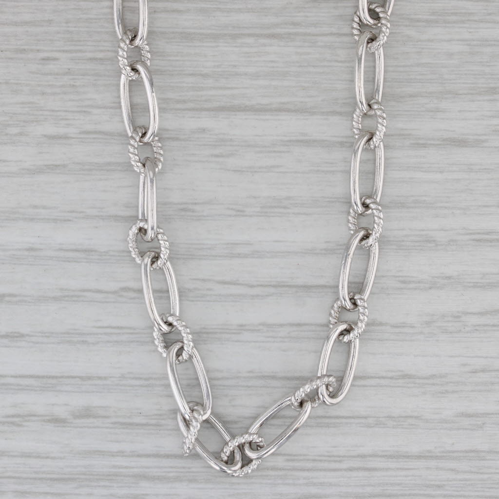 Elongated Cable Chain Necklace Sterling Silver 18" 6.2mm Italian