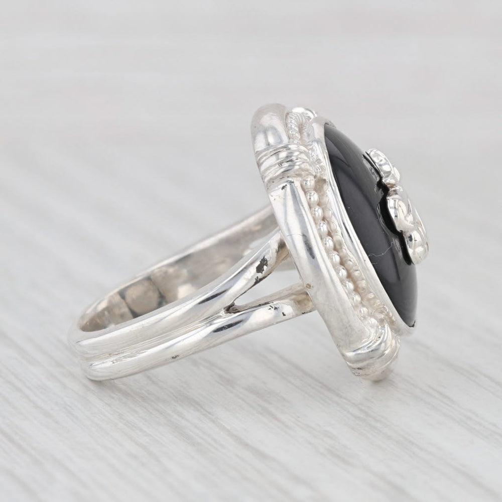 Slane & Slane Onyx Bumble Bee Signet Ring Sterling Silver Size 8