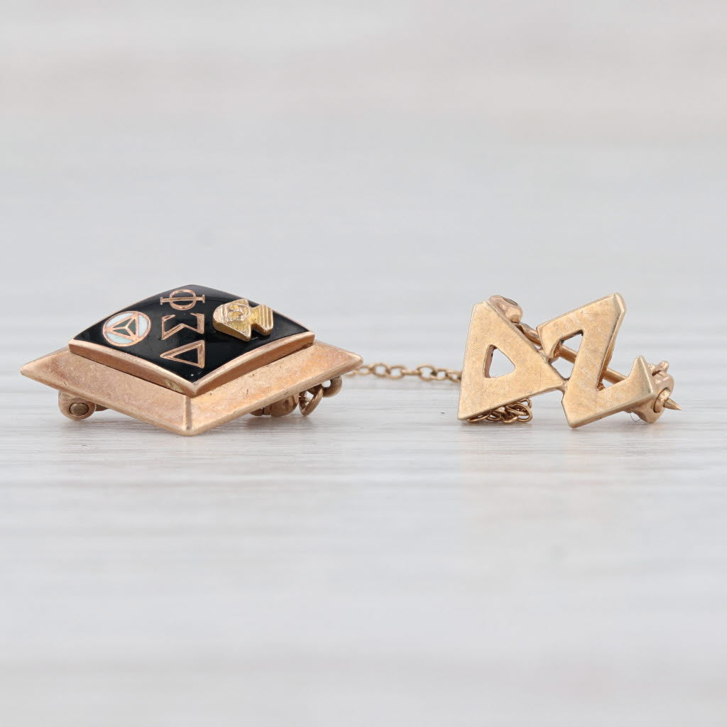 Delta Sigma Phi Badge 10k Gold Pharaoh Vintage Fraternity Pin Chapter ...