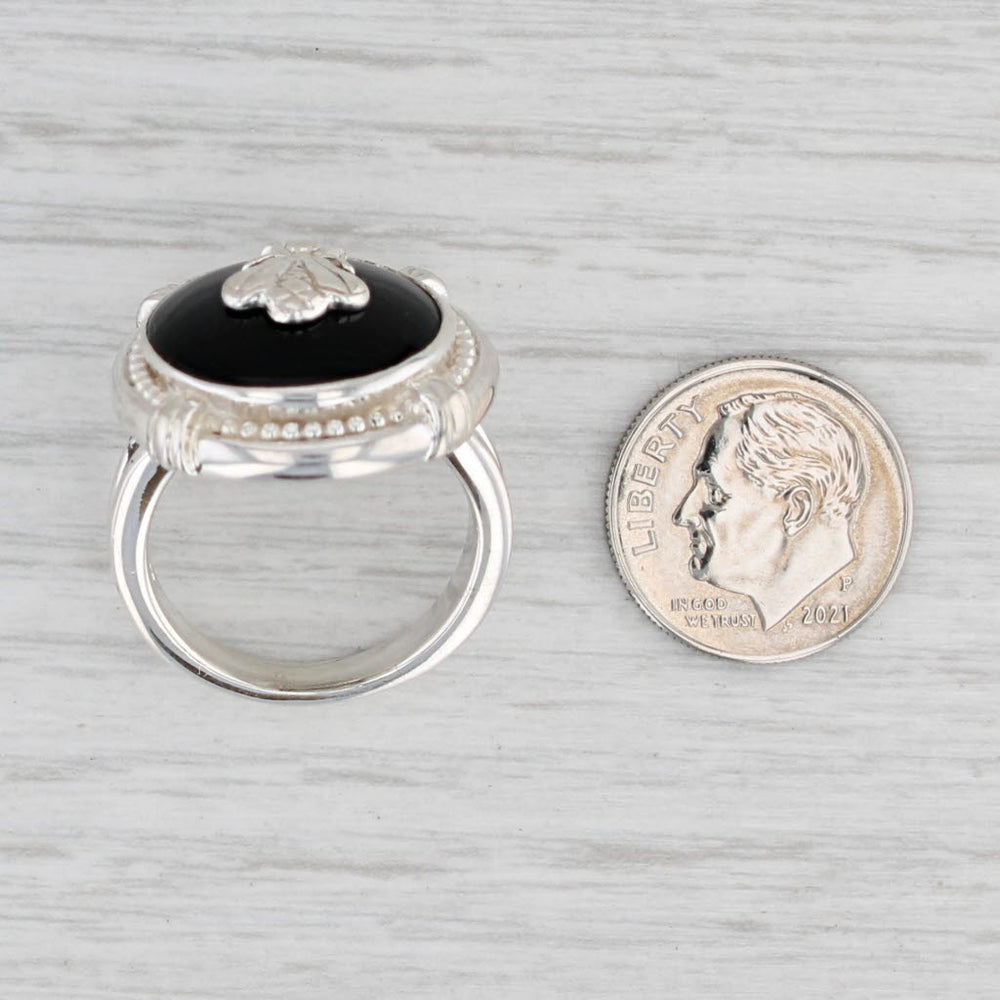 Slane & Slane Onyx Bumble Bee Signet Ring Sterling Silver Size 8