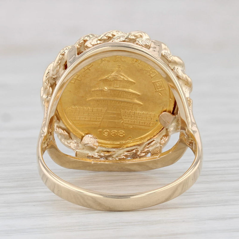 1988 Chinese Panda Coin Ring 14k 1/20th Oz 999 Fine Gold 5 Yuan ...
