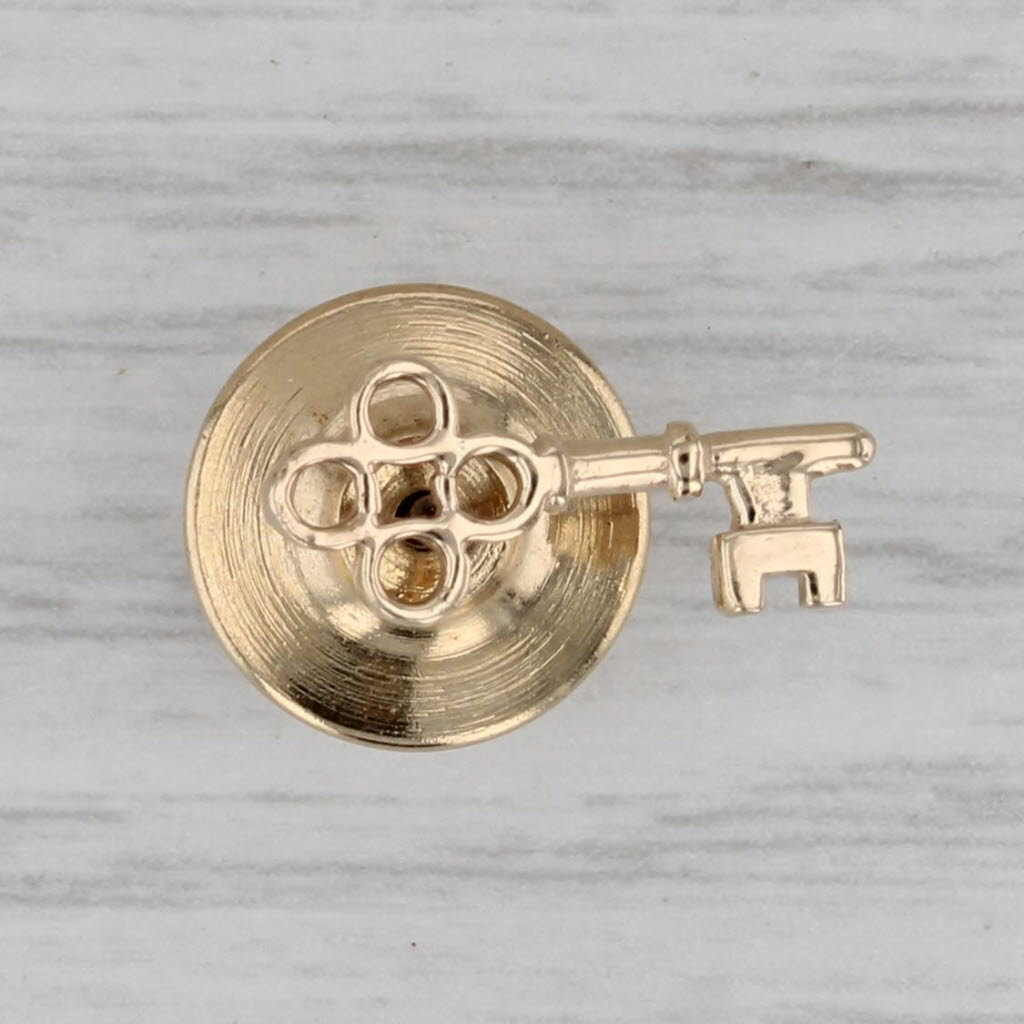 Skeleton Key Lapel Pin 14k Yellow Gold