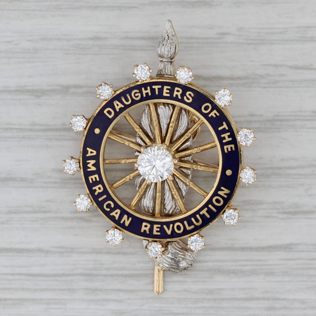 Daughters of the American Revolution Pin 0.95ctw Diamond Vintage DAR