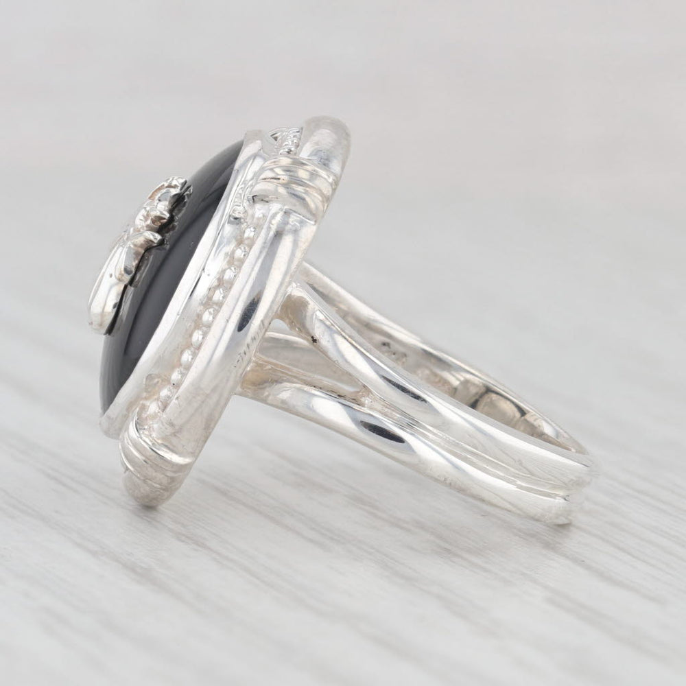Slane & Slane Onyx Bumble Bee Signet Ring Sterling Silver Size 8