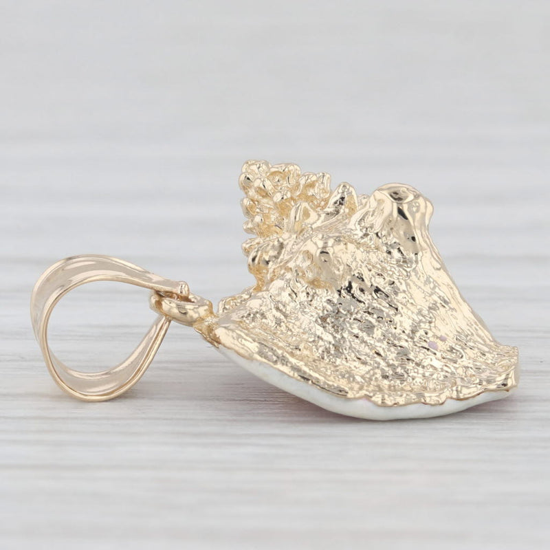 Vintage Conch Shell Pendant 14k Yellow Gold Enamel Nautical ...