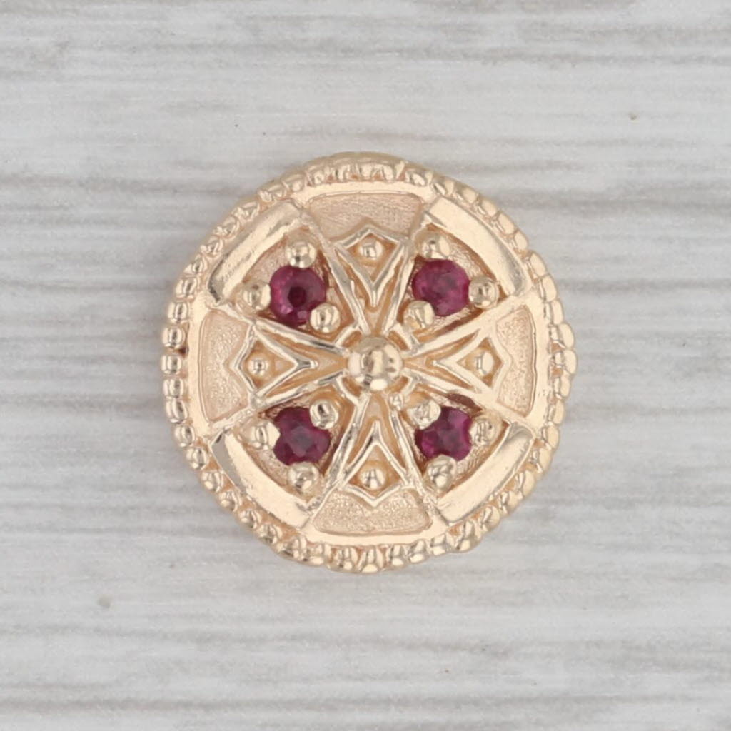 Vintage Richard Glatter Ruby Cross Slide Bracelet Charm 14k Yellow Gol
