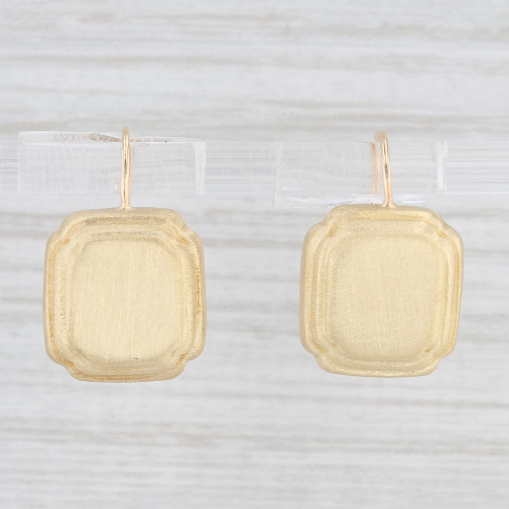Slane & Slane Engravable Drop Earrings 18k Yellow Gold Hook Posts Leve