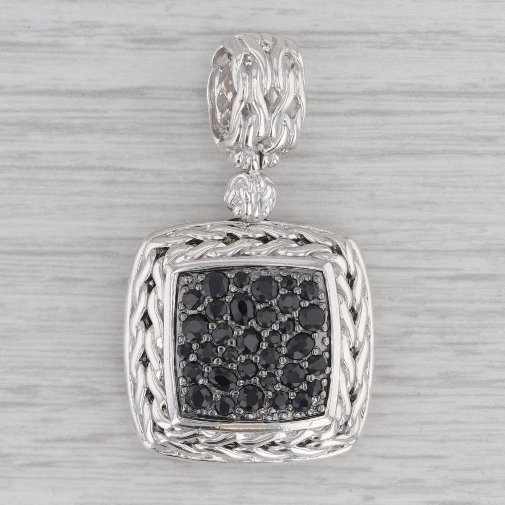 John Hardy Black Sapphire Cluster Sterling Silver Enhancer Pendant Kal