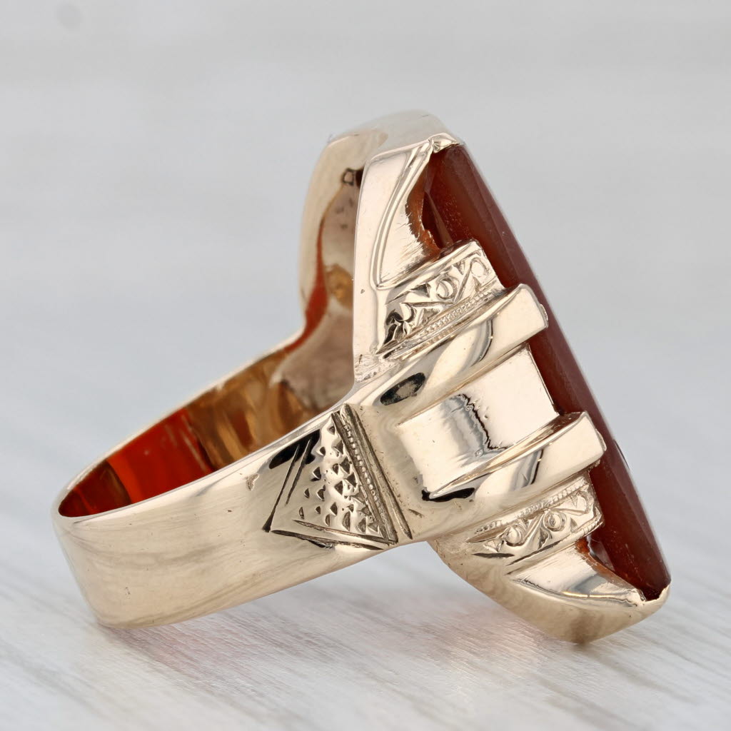 Vintage Sard Carnelian Intaglio Ring 10k Yellow Gold Size 8.5 Signet V