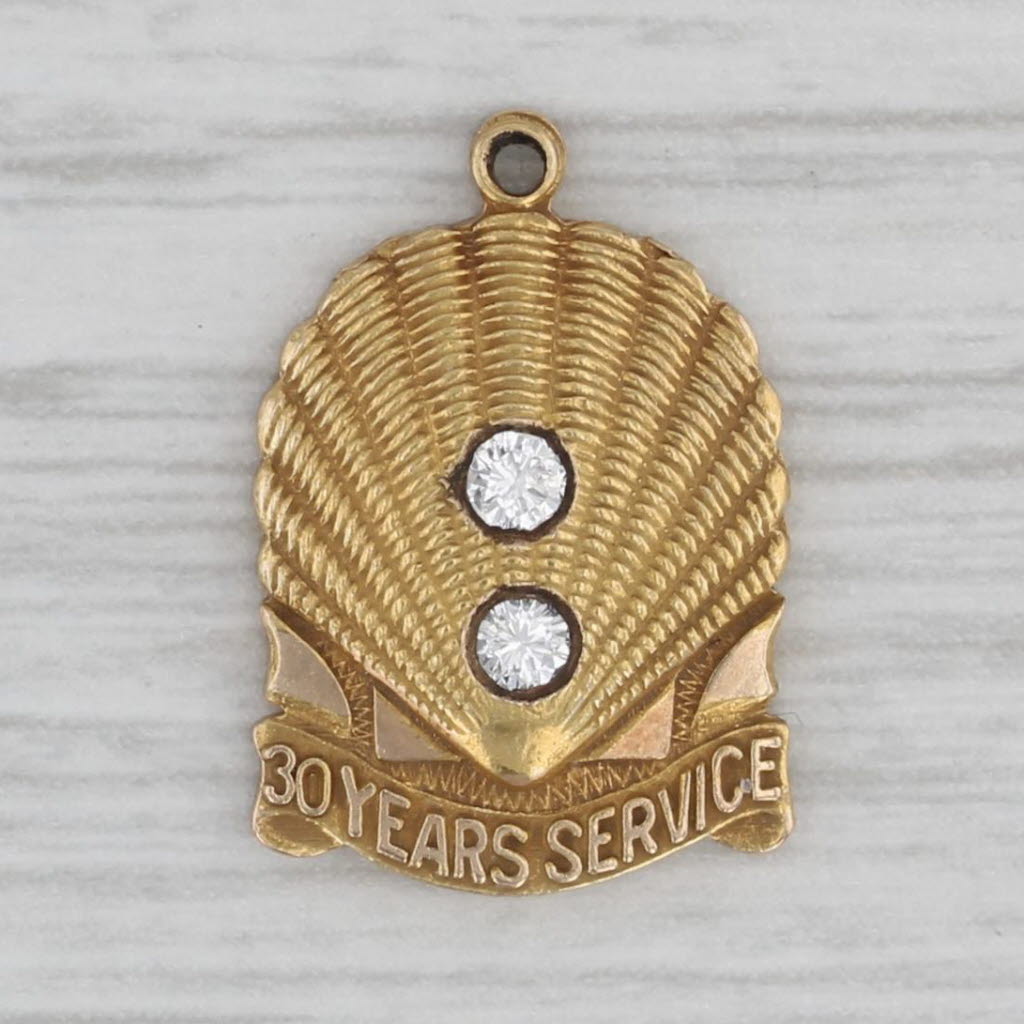 Shell Gas Corporation 30 Year Service Charm 10k Gold Diamond Vintage