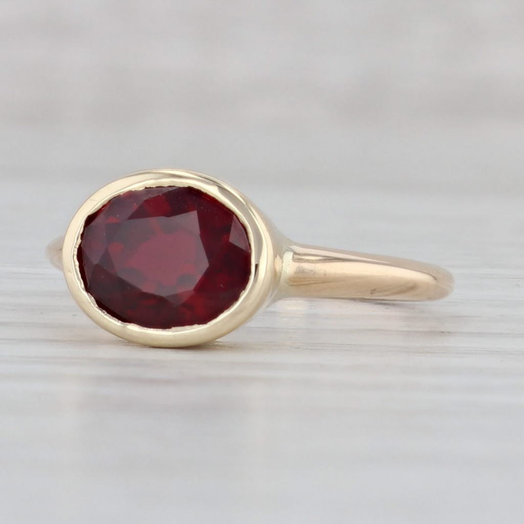 2.50ct Lab Created Ruby Ring 14k Yellow Gold Size 7.25 Oval Solitaire