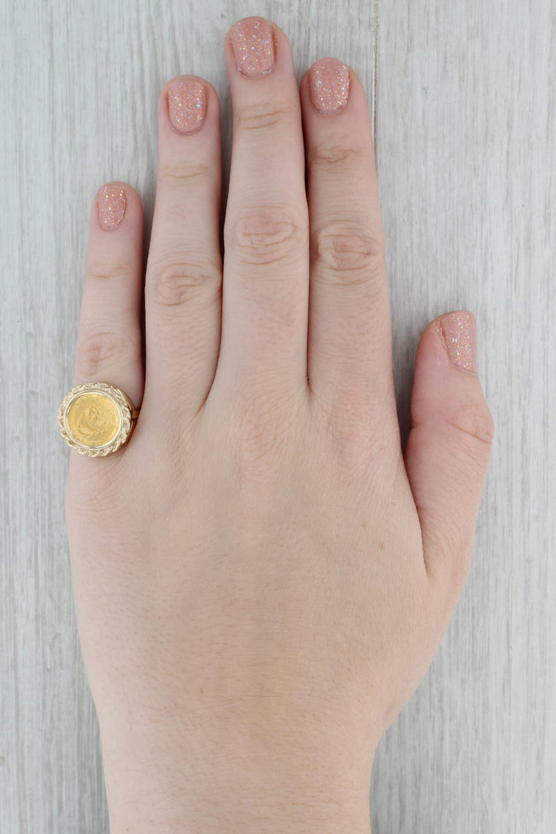 1988 Chinese Panda Coin Ring 14k 1/20th Oz 999 Fine Gold 5 Yuan ...