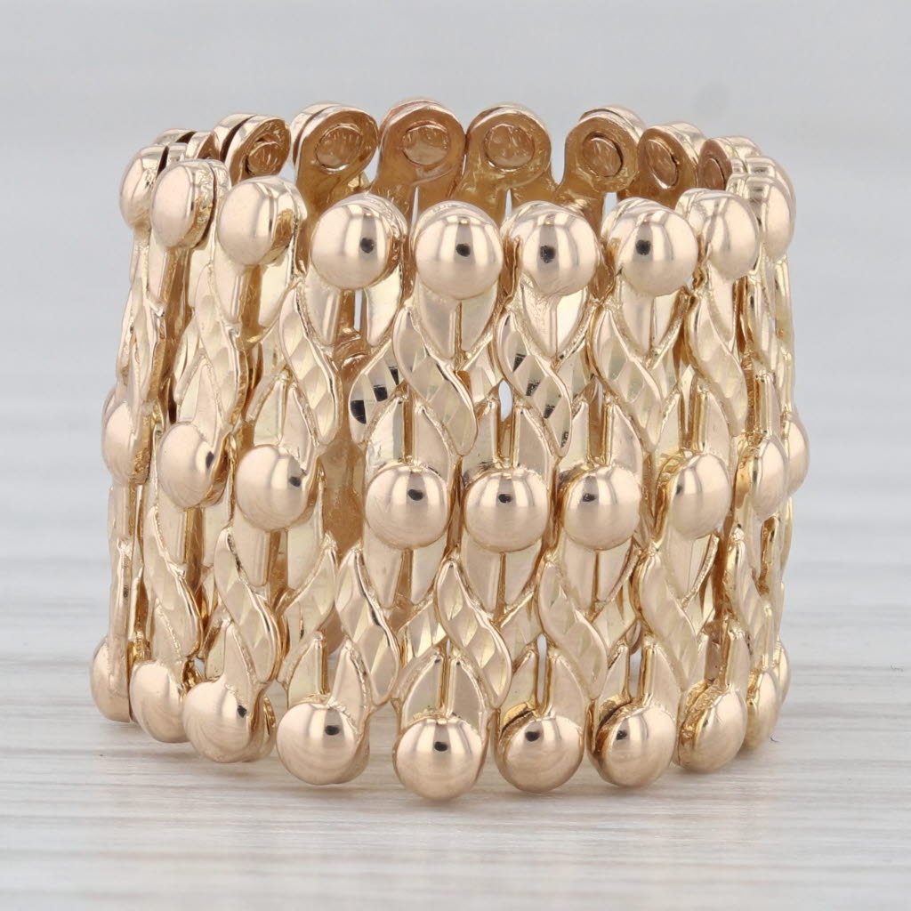 Expandable Mesh Ring Bracelet 10k Gold Size 3.5 Band up to 8" Statemen