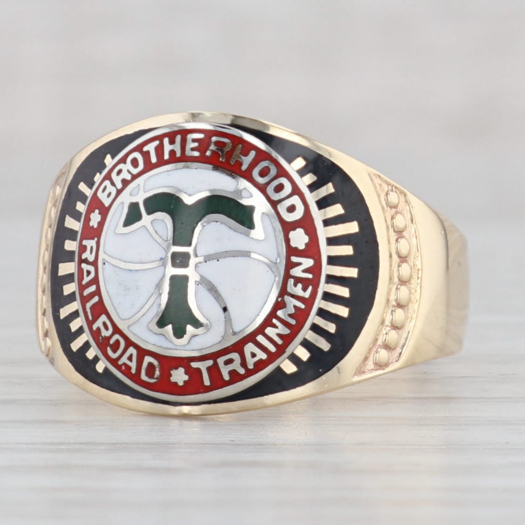 Brotherhood of Railroad Trainmen Signet Ring 10k Yellow Gold Size 10 U