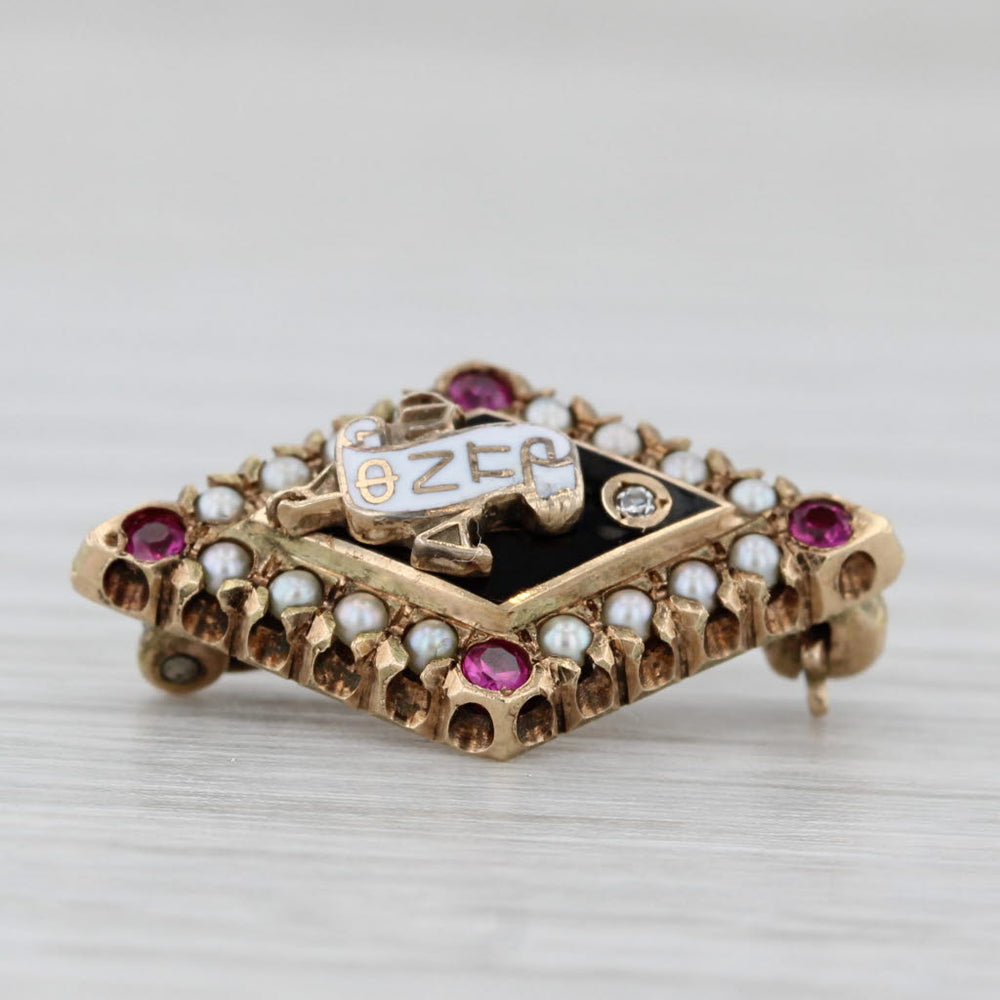 Kappa Alpha Psi Badge 10k Gold Diamond Pearls Synthetic Rubies Fratern
