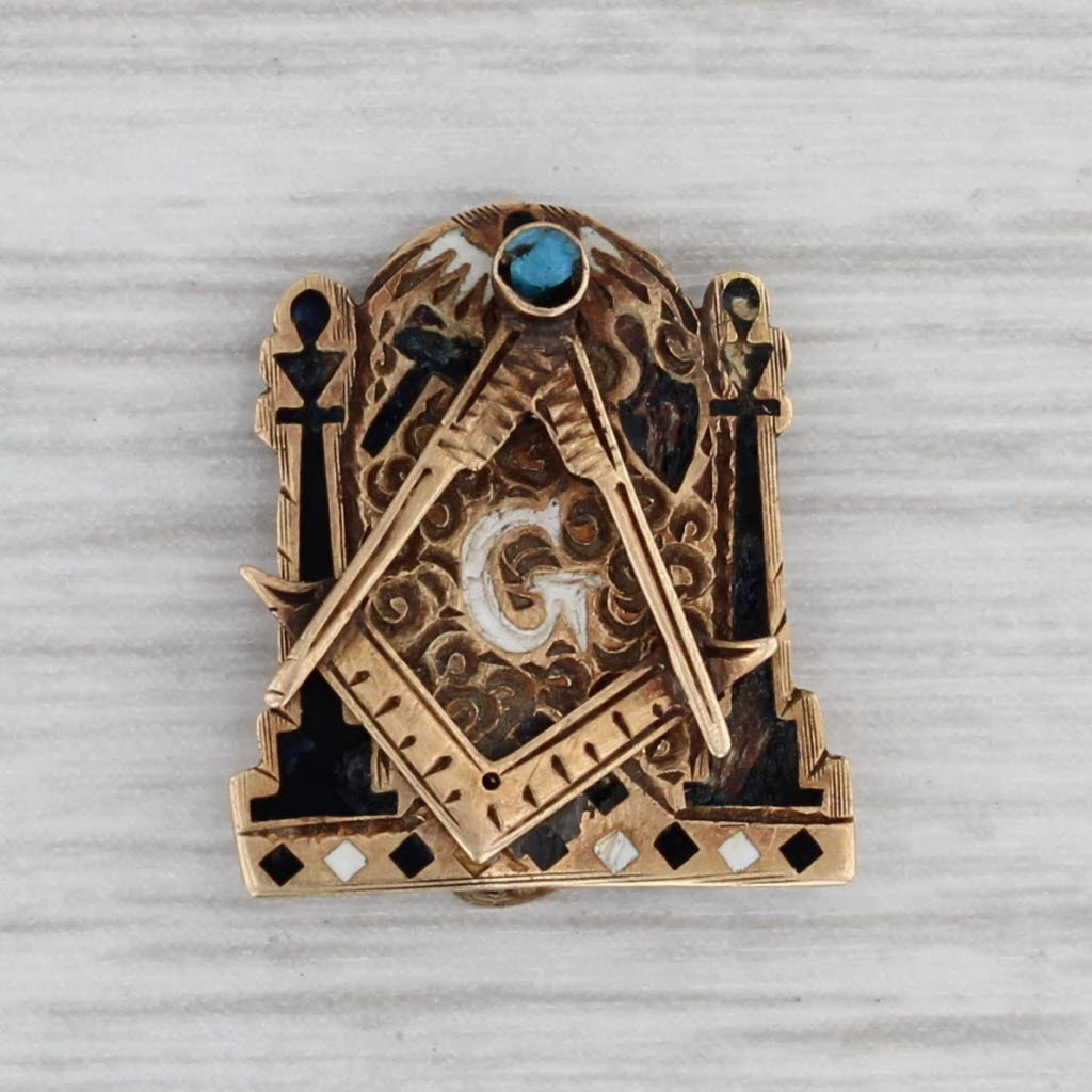 Antique Masonic Pin Top 10k Gold 1800s AS IS Blue Lodge Square Compass