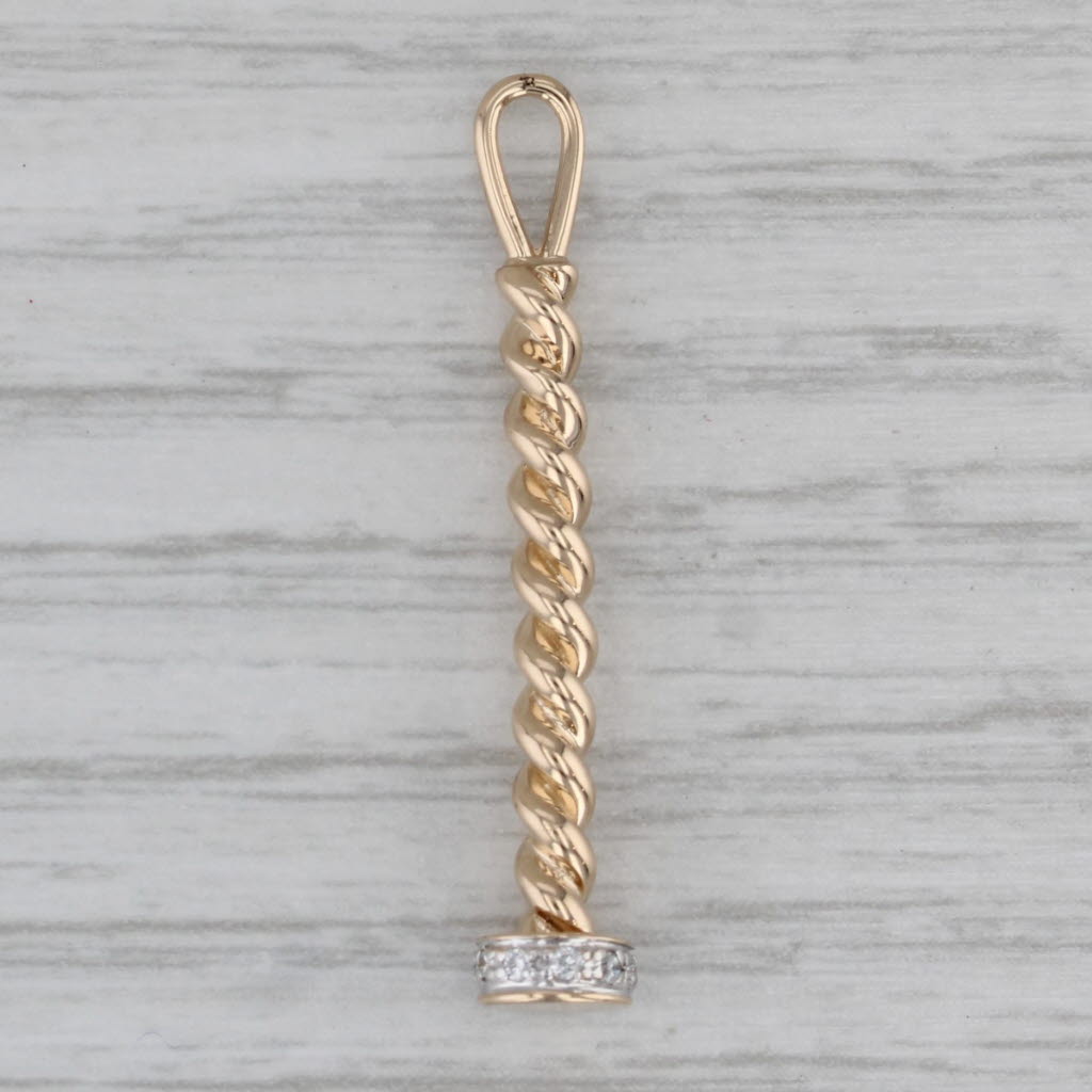 Diamond Rondel Charm Holder Pendant 14k Yellow Gold