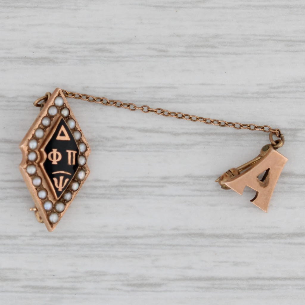 Delta Phi Pi Psi Badge Greek Fraternity Sorority Society 10k Gold Pear