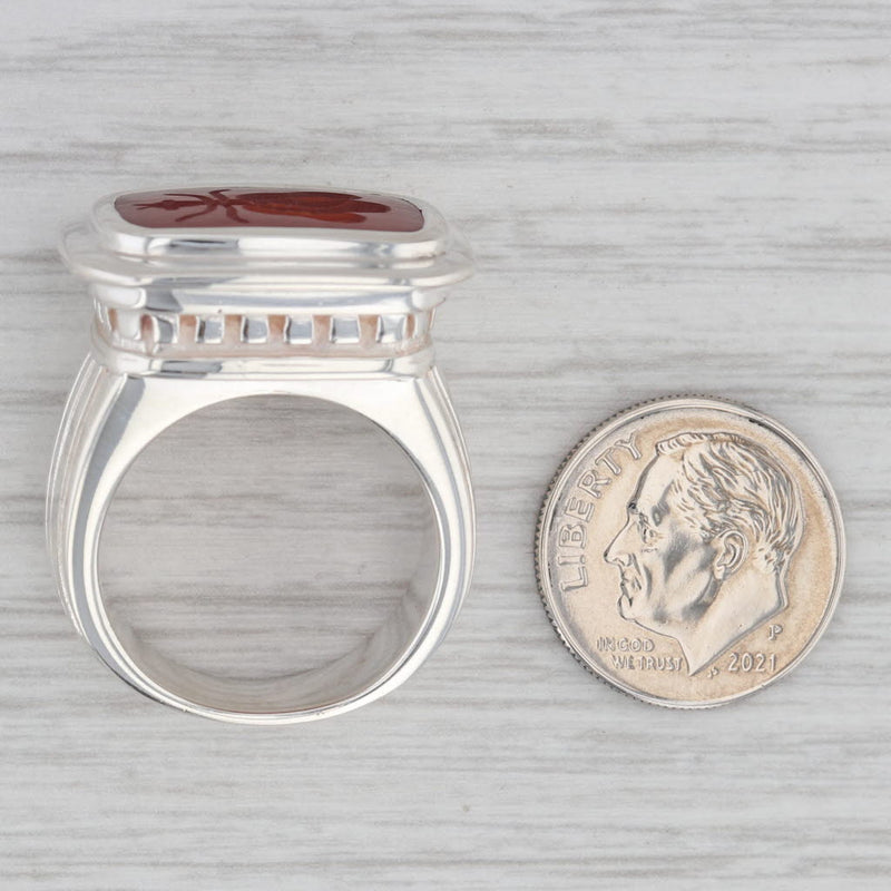 Slane & Slane Red Chalcedony Bee Intaglio Seal Signet Ring Sterling Si ...