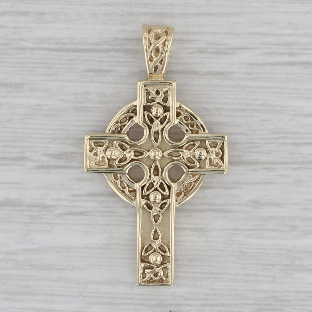 Ornate Iona Celtic Cross Pendant 14k Yellow Gold Solvar Ireland ...