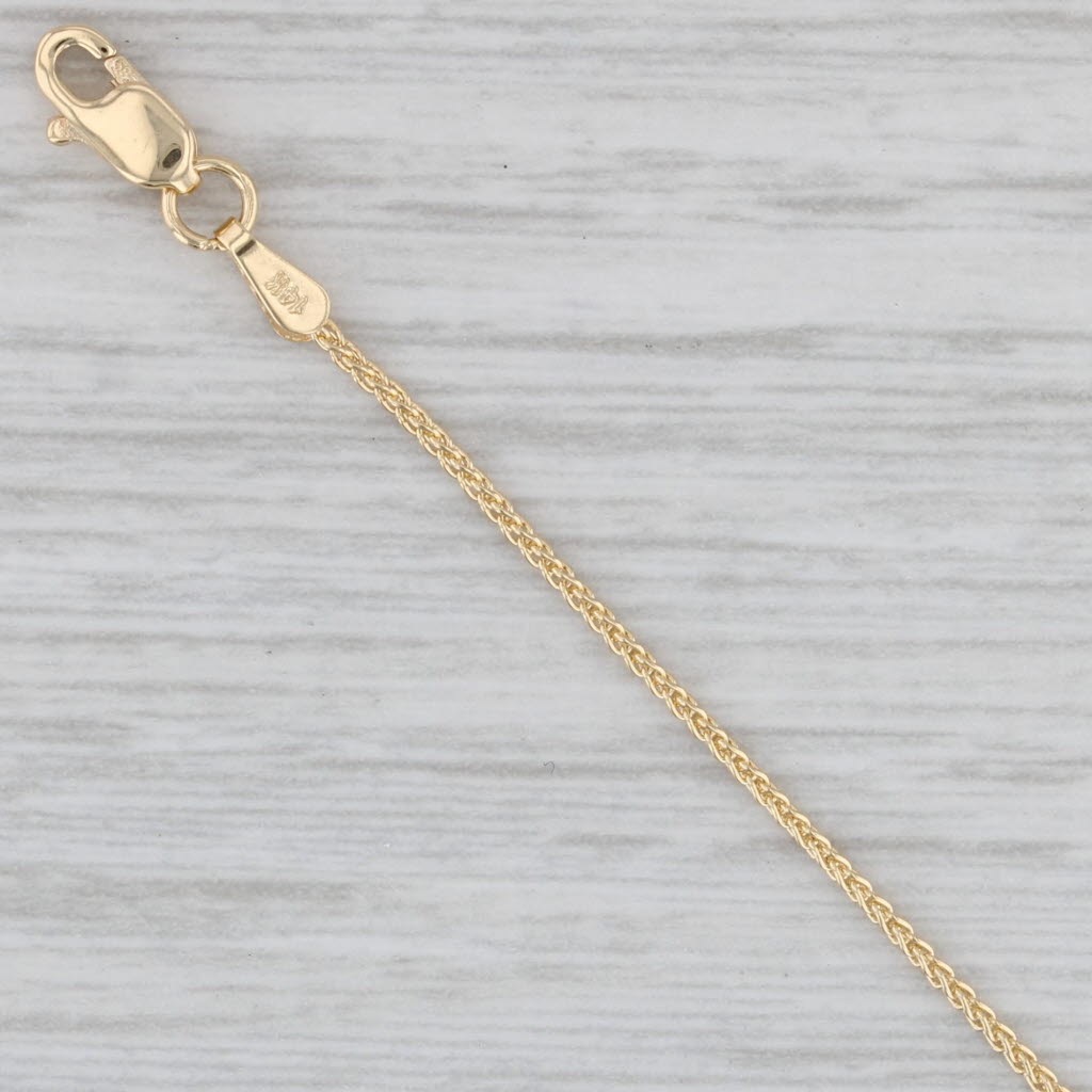 New Round Wheat Chain 14k Yellow Gold 18" 1mm Lobster Clasp