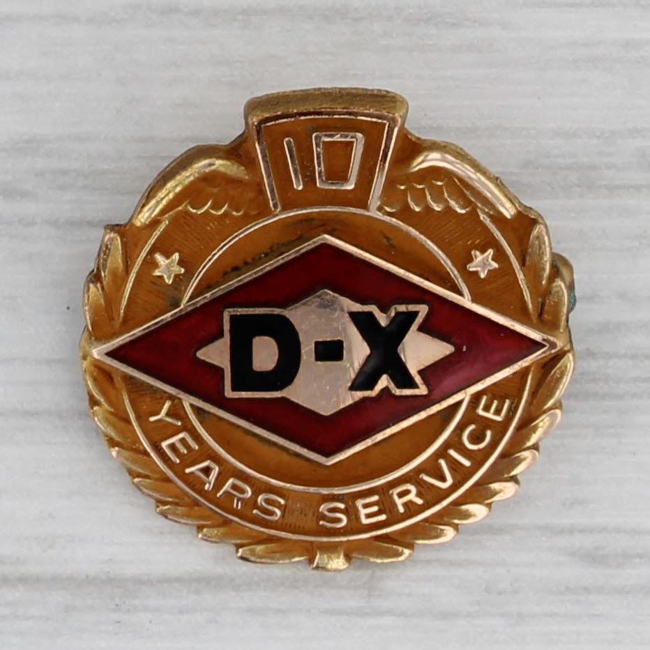 Vintage D-X 10 Years Company Service Award Pin 1/10 10k Gold Filled