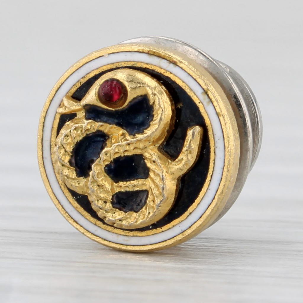 Sigma Nu Snake Pledge Pin Vintage Fraternity Glass Enamel Lapel