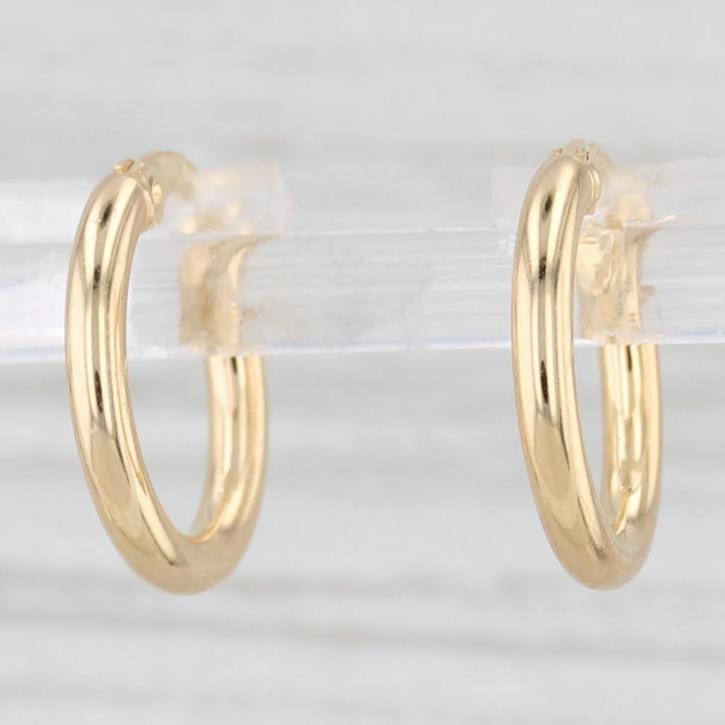 New Round Hoop Earrings 14k Yellow Gold Snap Top Hoops 2 x 15 mm