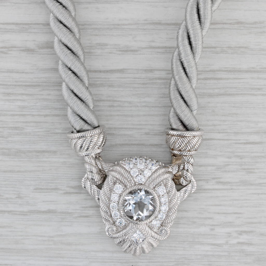 Judith Ripka Rock Crystal Cubic Zirconia Pendant Sterling Silver Cord