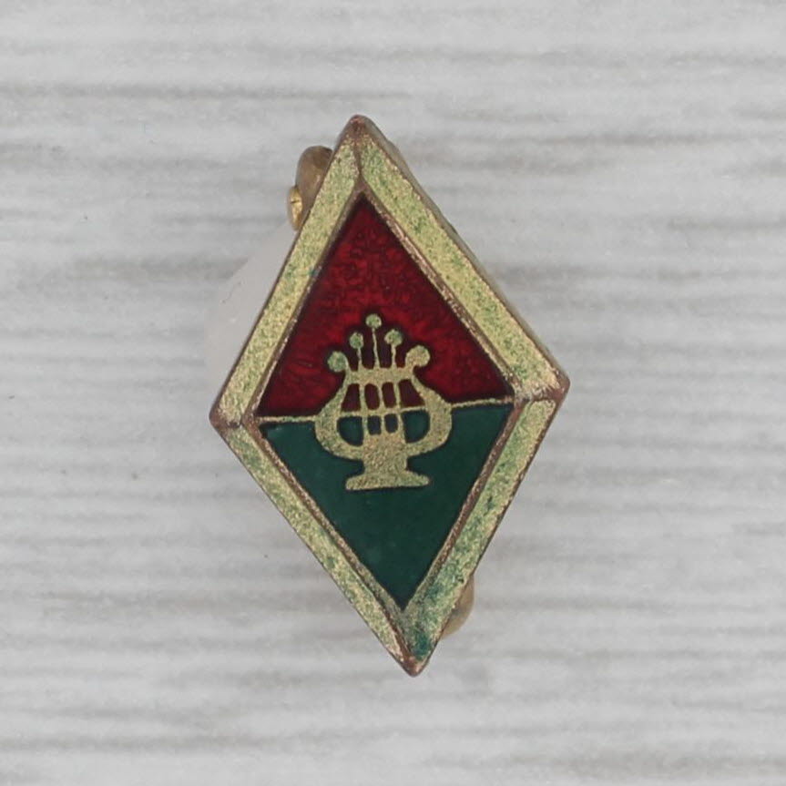 Alpha Chi Omega Pledge Pin Vintage Harp Crest Badge Vintage Enamel
