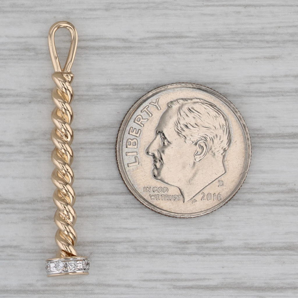 Diamond Rondel Charm Holder Pendant 14k Yellow Gold