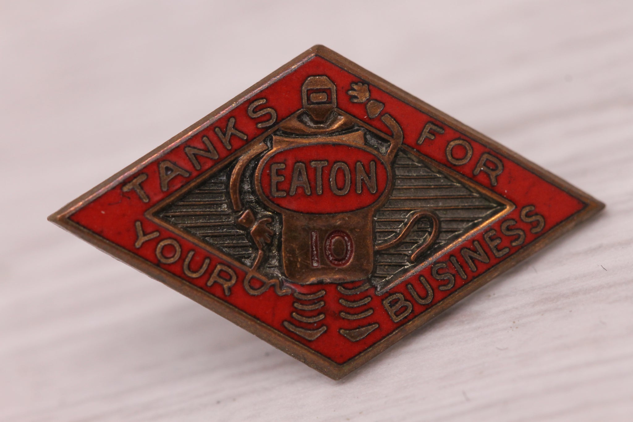 Vintage Eaton Gas Company Red Enamel 10 Year Service Pin