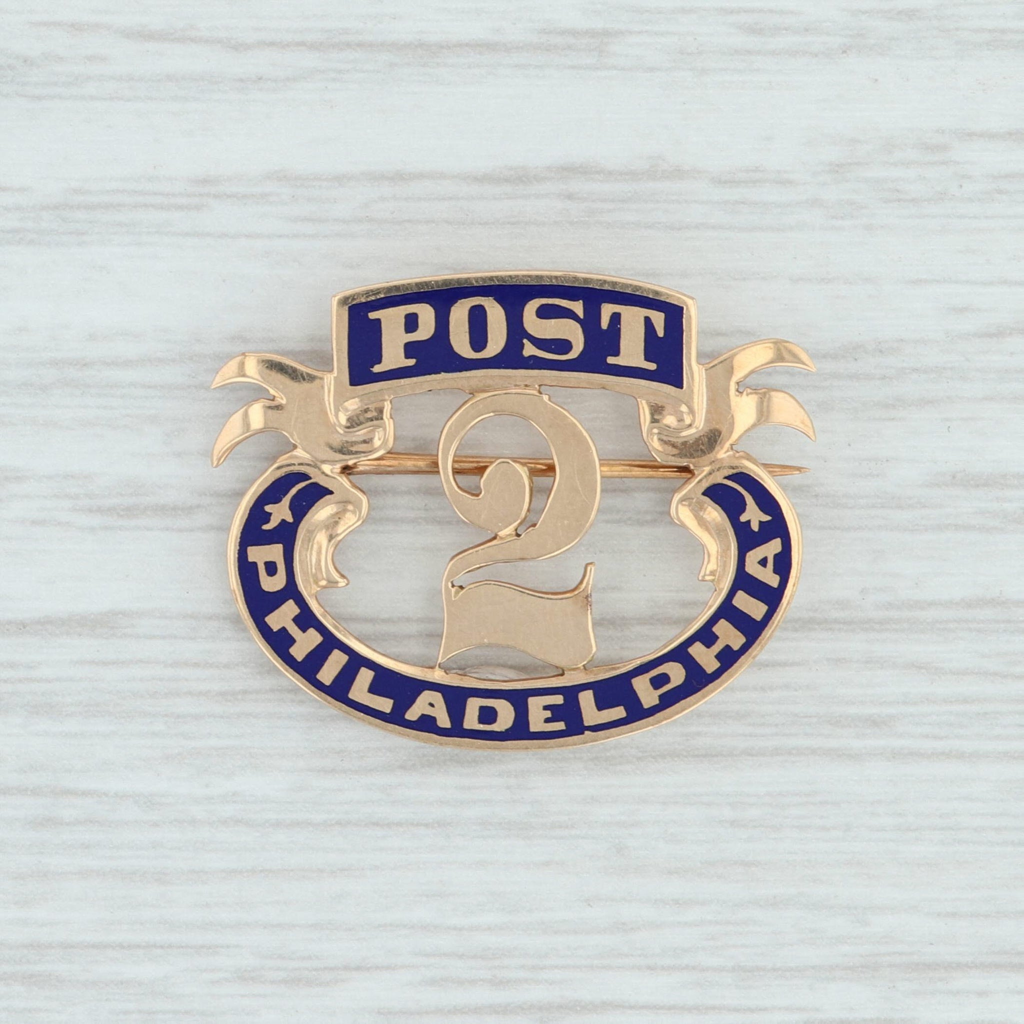 Antique Grand Army Republic Pin 10k Gold Post #2 Philadelphia GAR 1800