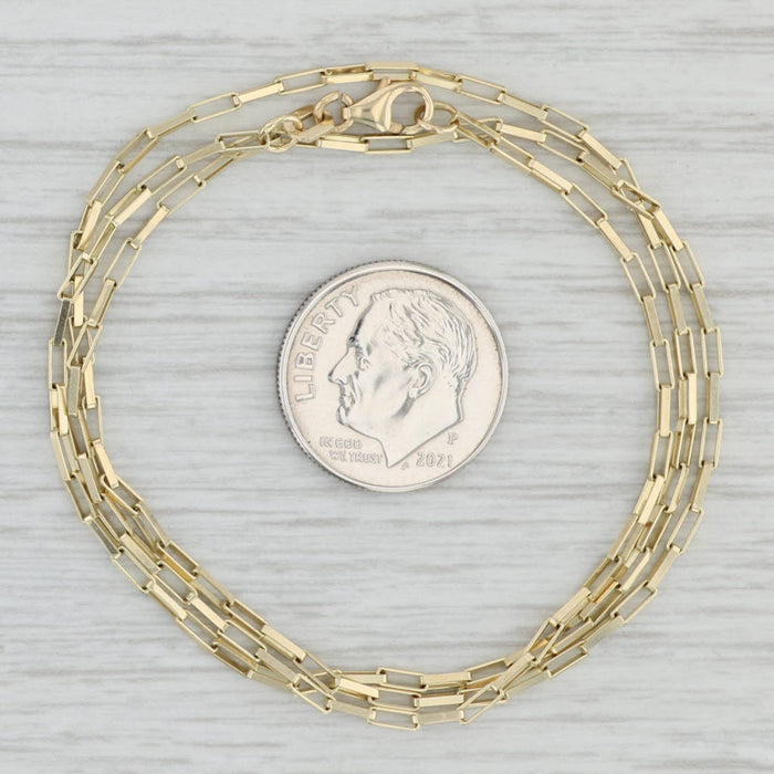 New 17.5" 1.5mm Elongated Box Chain 10k Yellow Gold Lobster Clasp