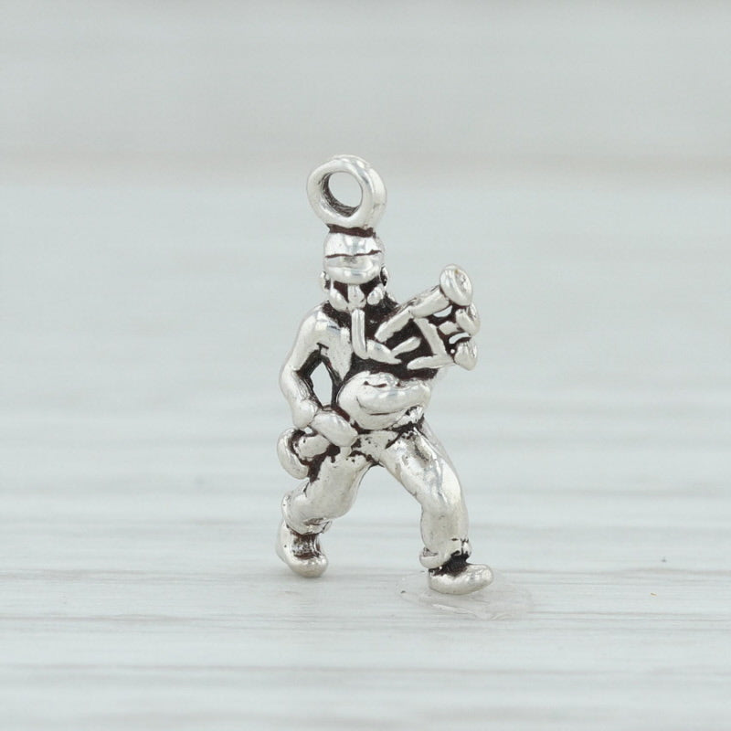 12 Days of Christmas Piper Piping Charm Sterling Silver Figural 3D Hol